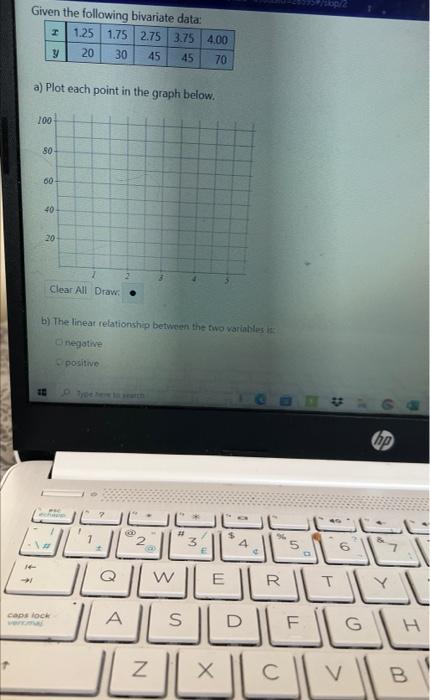 Solved Given the following bivariate data: a) Plot each | Chegg.com