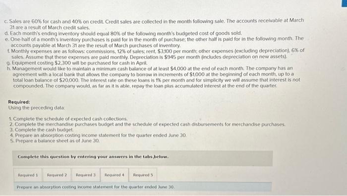 Problem 8-29 (Algo) Completing a Master Budget | Chegg.com
