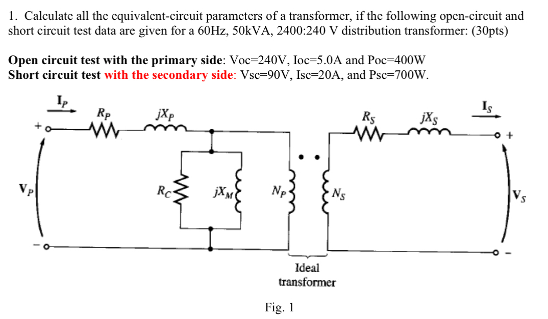 Solved Calculate all the equivalent-circuit parameters of a | Chegg.com