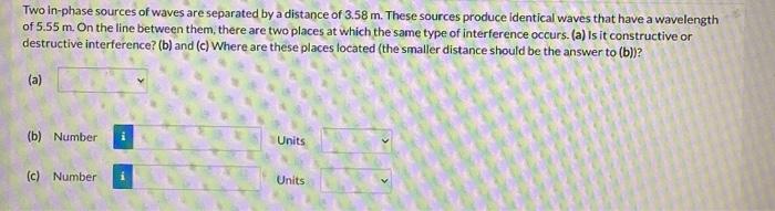 Solved Two in-phase sources of waves are separated by a | Chegg.com