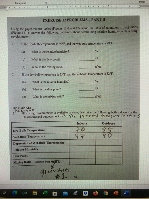 Solved Styles Paragraph 2 EXERCISE 12 PROBLEMSPART II Using | Chegg.com