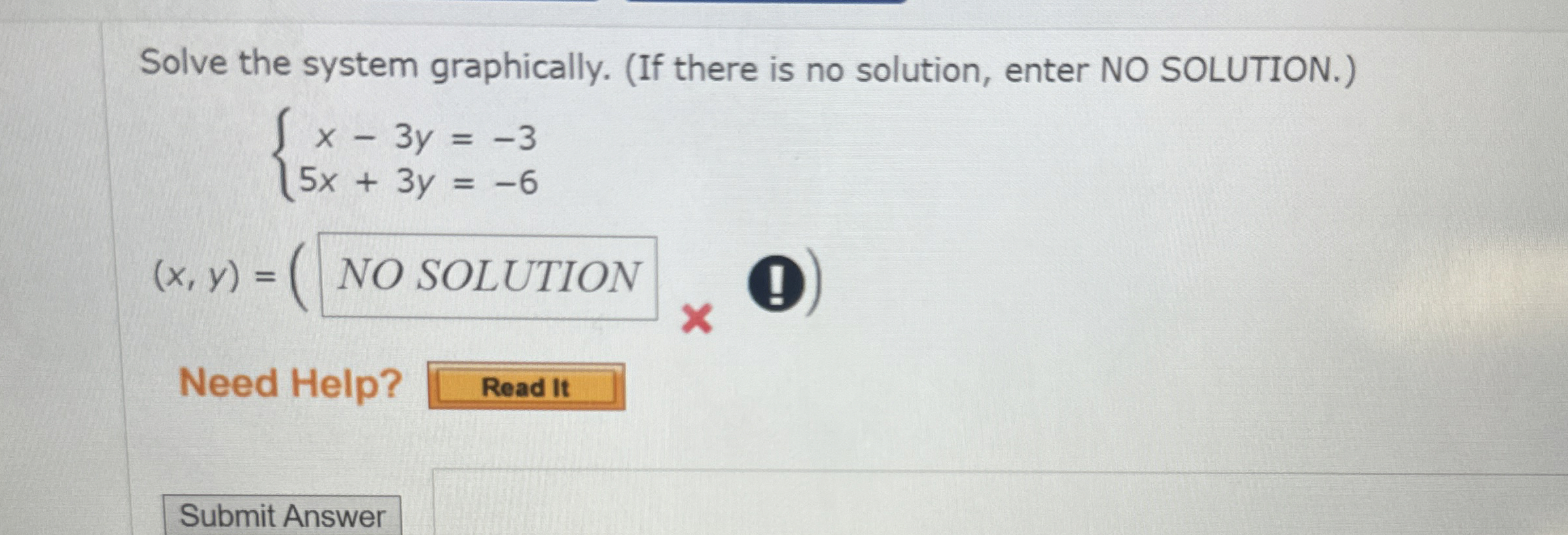 Solved Solve the system graphically. (If there is no | Chegg.com