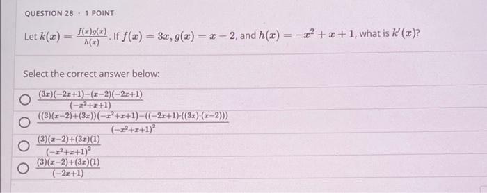 Solved Let K X H X F X G X If F X 3x G X X−2 And