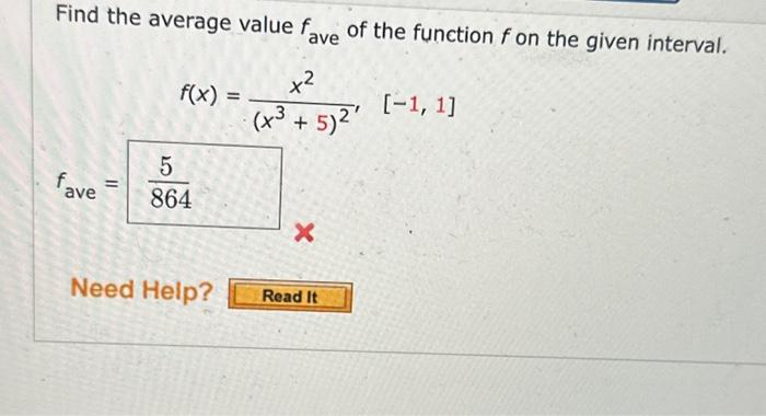 Solved Find the average value fave of the function f on the | Chegg.com