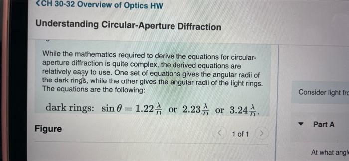 Solved of Optics HW Understanding Circular-Aperture | Chegg.com