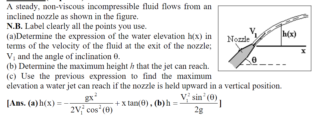 Solved A steady, non-viscous incompressible fluid flows from | Chegg.com
