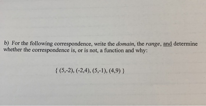 Solved b) For the following correspondence, write the | Chegg.com