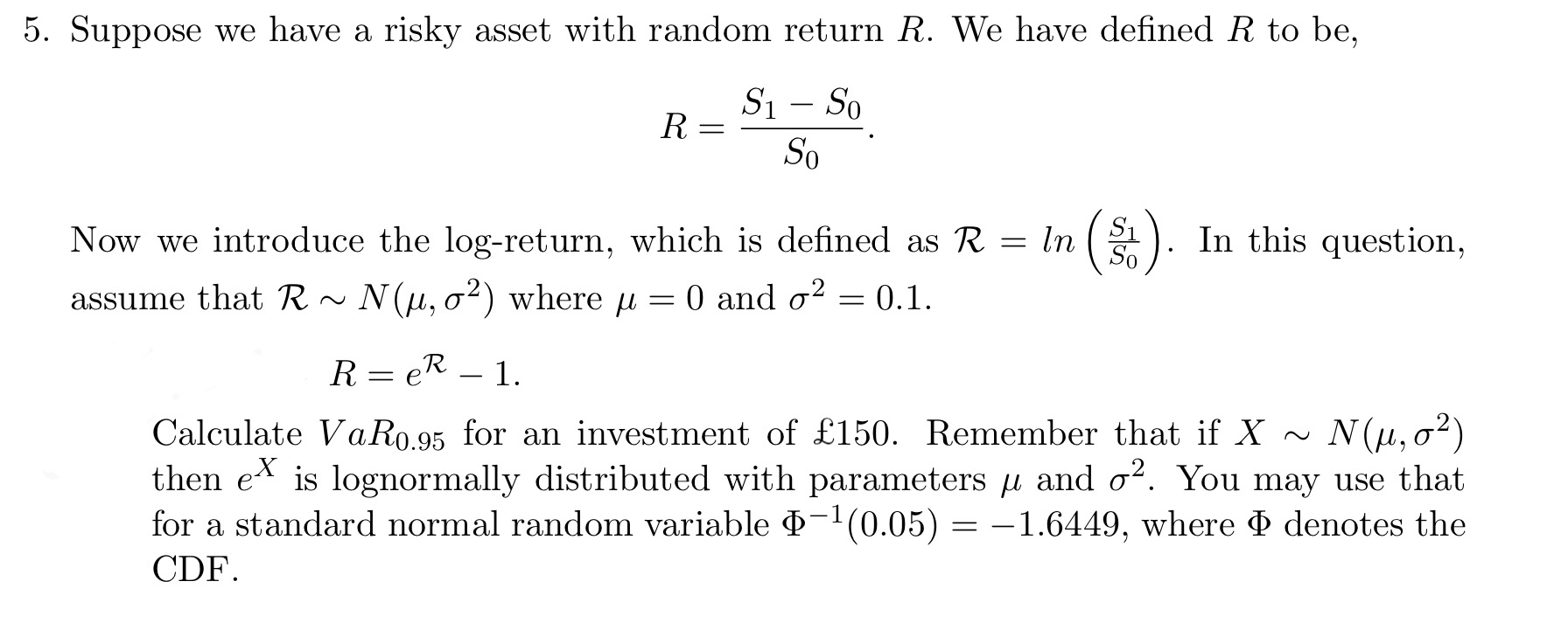Solved Suppose we have a risky asset with random return R. | Chegg.com