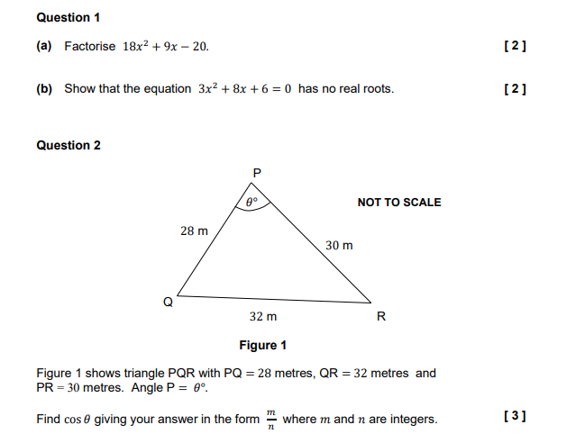 Solved Question 1 A ﻿factorise 18x2 9x 20 B ﻿show That
