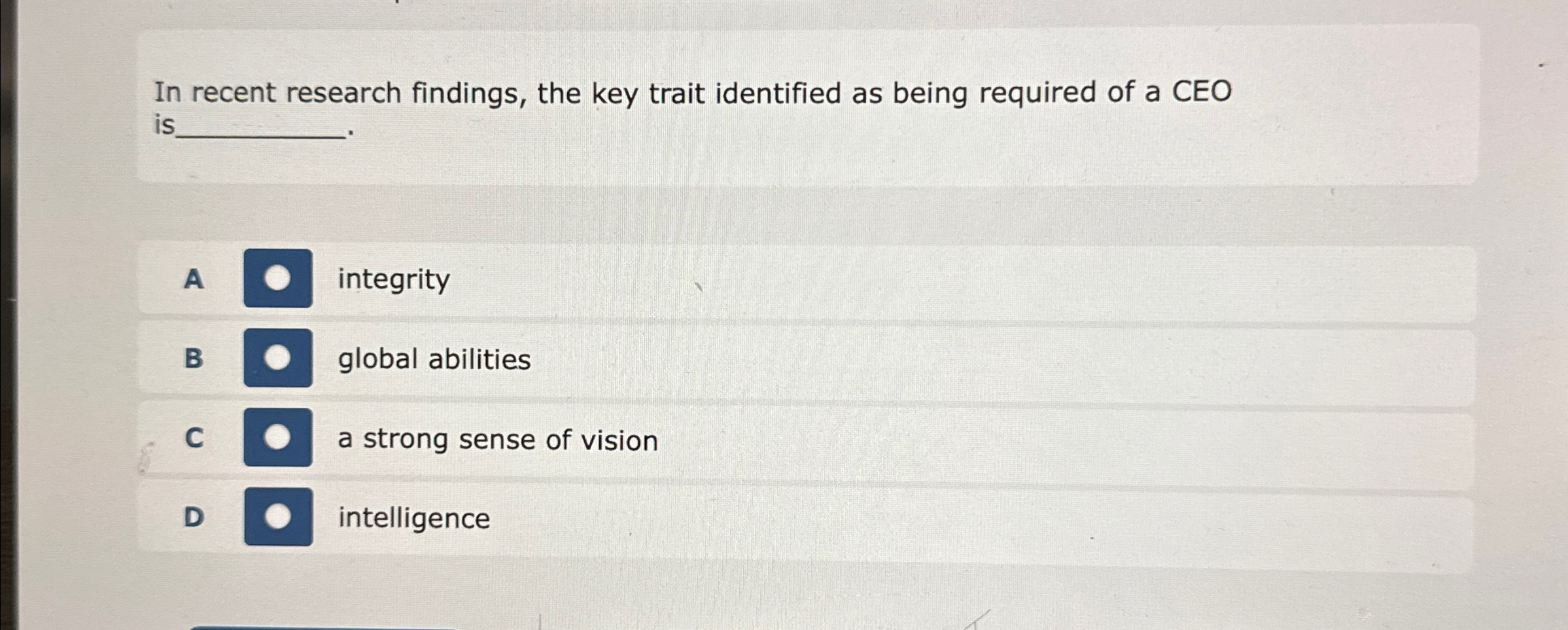 Solved In recent research findings, the key trait identified | Chegg.com
