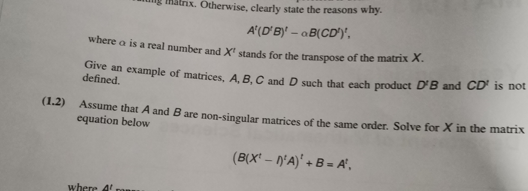 Solved matrix. Otherwise, clearly state the reasons | Chegg.com