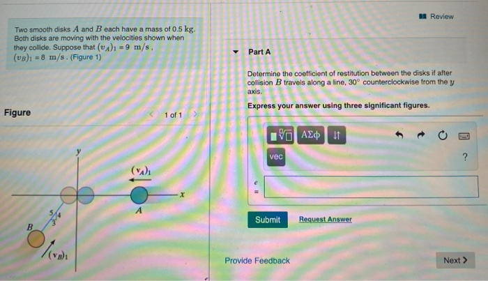 Solved A Review Two smooth disks A and B each have a mass of | Chegg.com