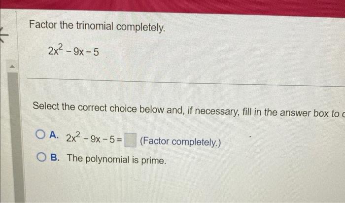 Solved Factor the trinomial completely. If the trinomial | Chegg.com