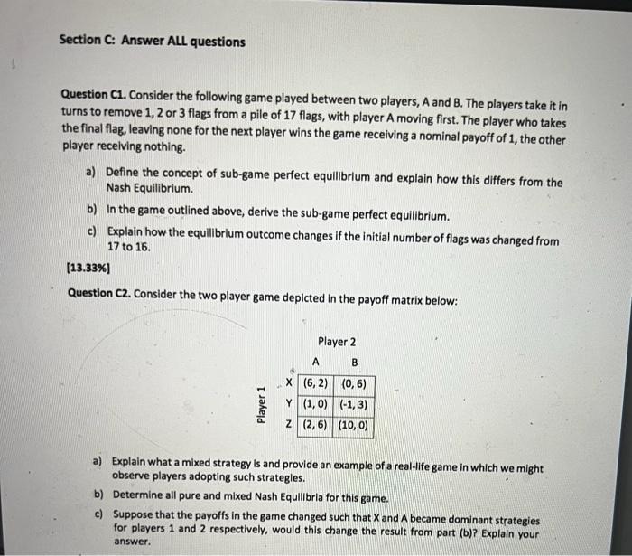 Solved Section C: Answer ALL questions Question C1. Consider | Chegg.com