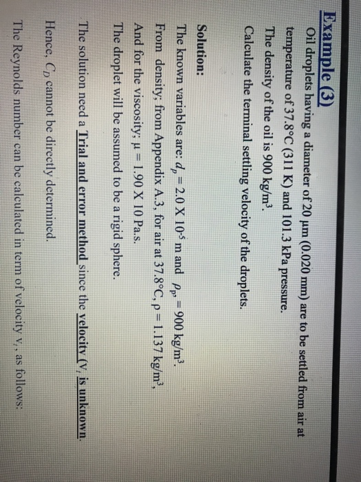 Solved Calculate the 3 values of NRe & CD the plot them on | Chegg.com