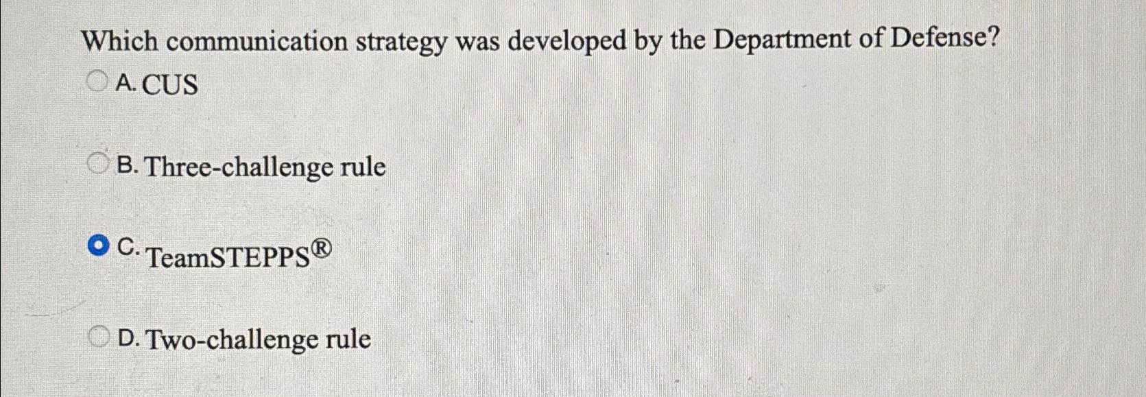 Solved Which communication strategy was developed by the | Chegg.com