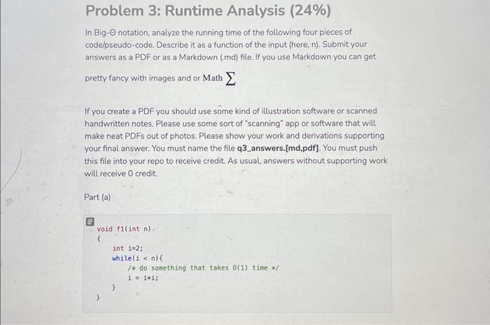 Solved In Big- ⊖ notation, analyze the running time of the | Chegg.com