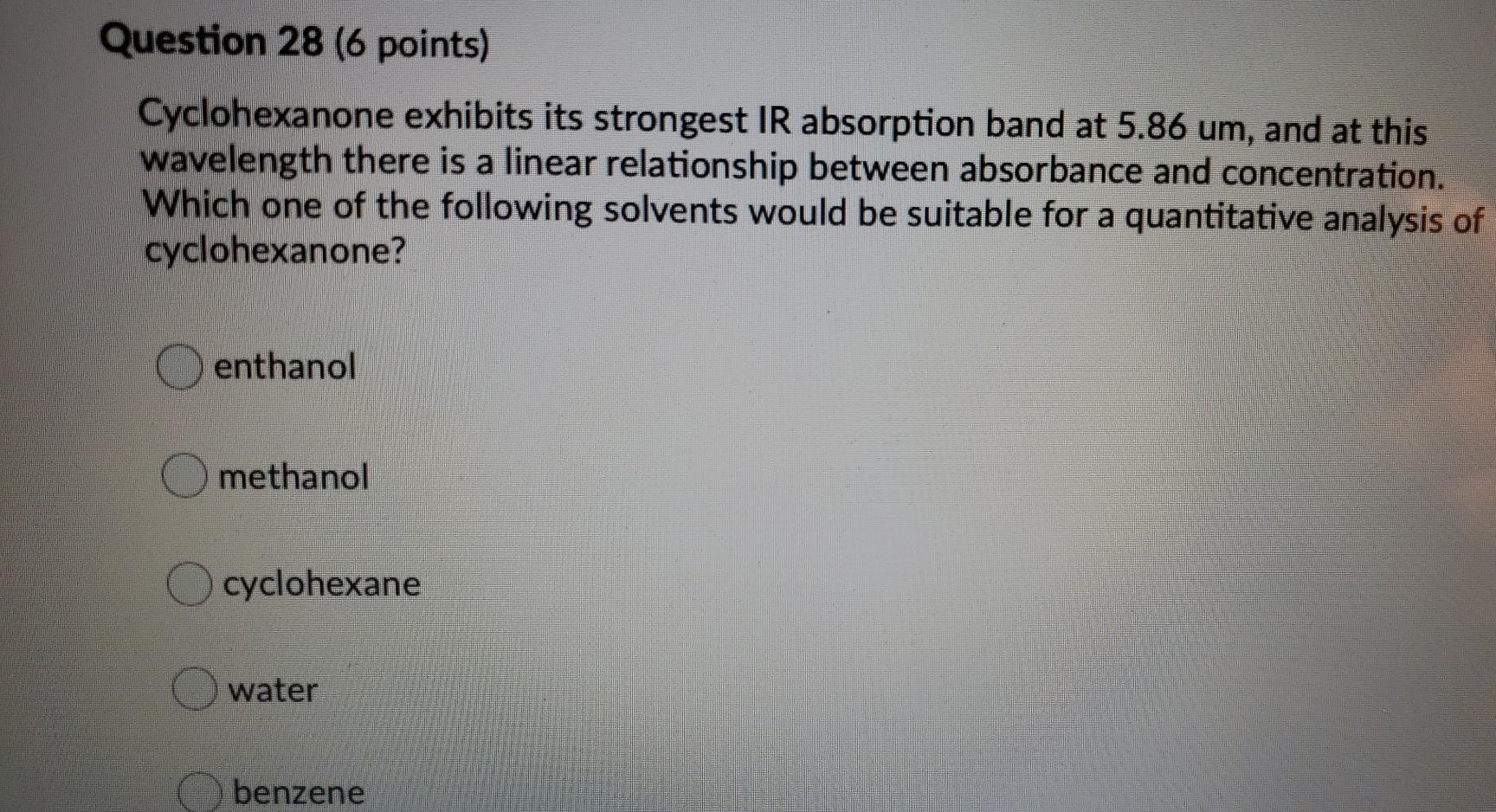 Solved Question 28 (6 points) Cyclohexanone exhibits its | Chegg.com