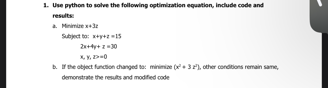 Solved Use PYTHON CODE to solve the following optimization | Chegg.com