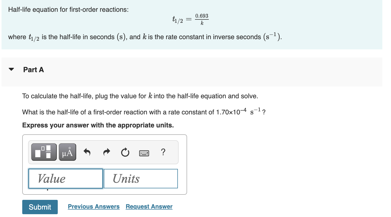 Solved Half-life equation for first-order | Chegg.com