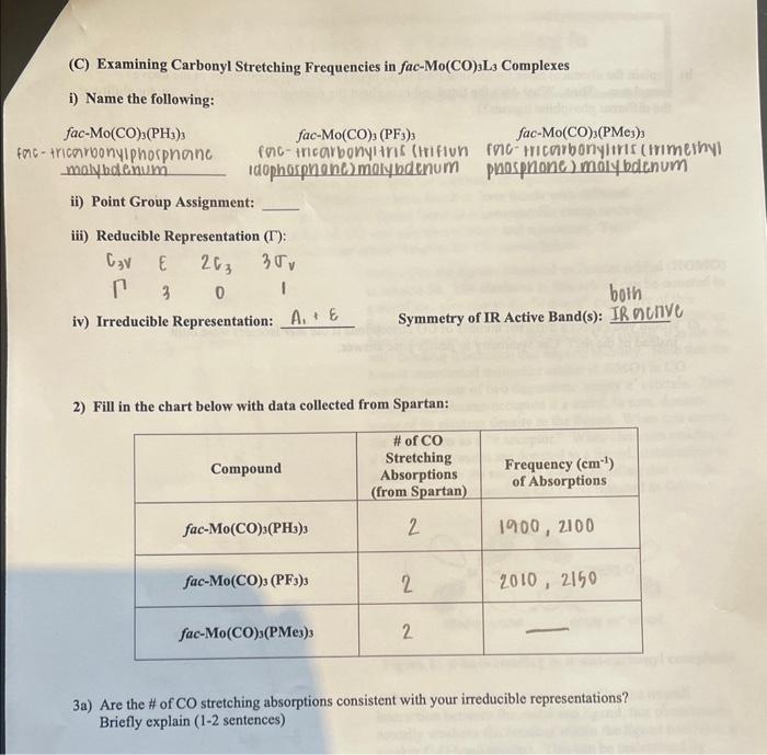 Solved (C) Examining Carbonyl Stretching Frequencies in | Chegg.com