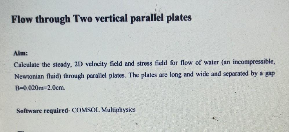 Solved Flow through Two vertical parallel plates Aim: | Chegg.com