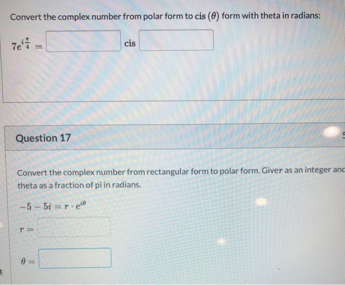 Solved Convert the complex number from polar form to cis (C) | Chegg.com