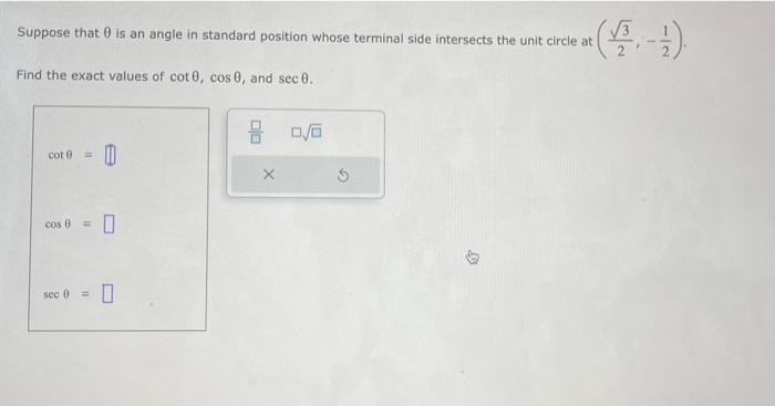 Solved Suppose that θ is an angle in standard position whose | Chegg.com