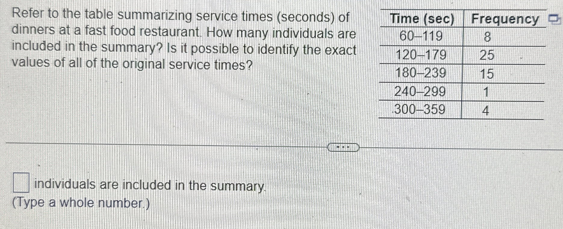 Solved Refer to the table summarizing service times | Chegg.com