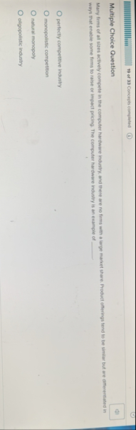 Solved \geoquad 19 ﻿of 33 ﻿Concepts completedMultiple Choice | Chegg.com