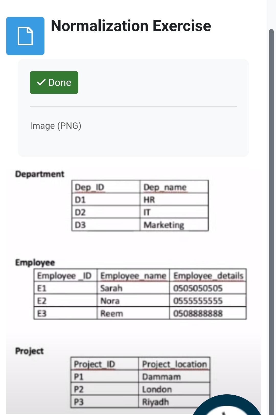 Solved Normalization ExerciseImage | Chegg.com