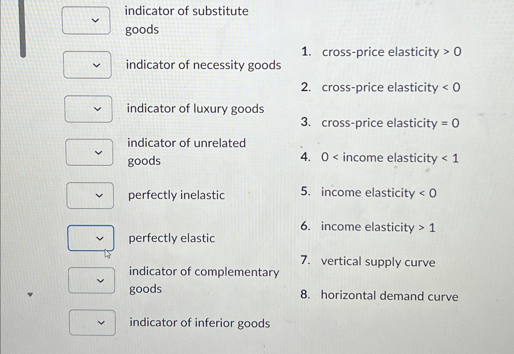 Solved indicator of substitutegoodsindicator of necessity | Chegg.com