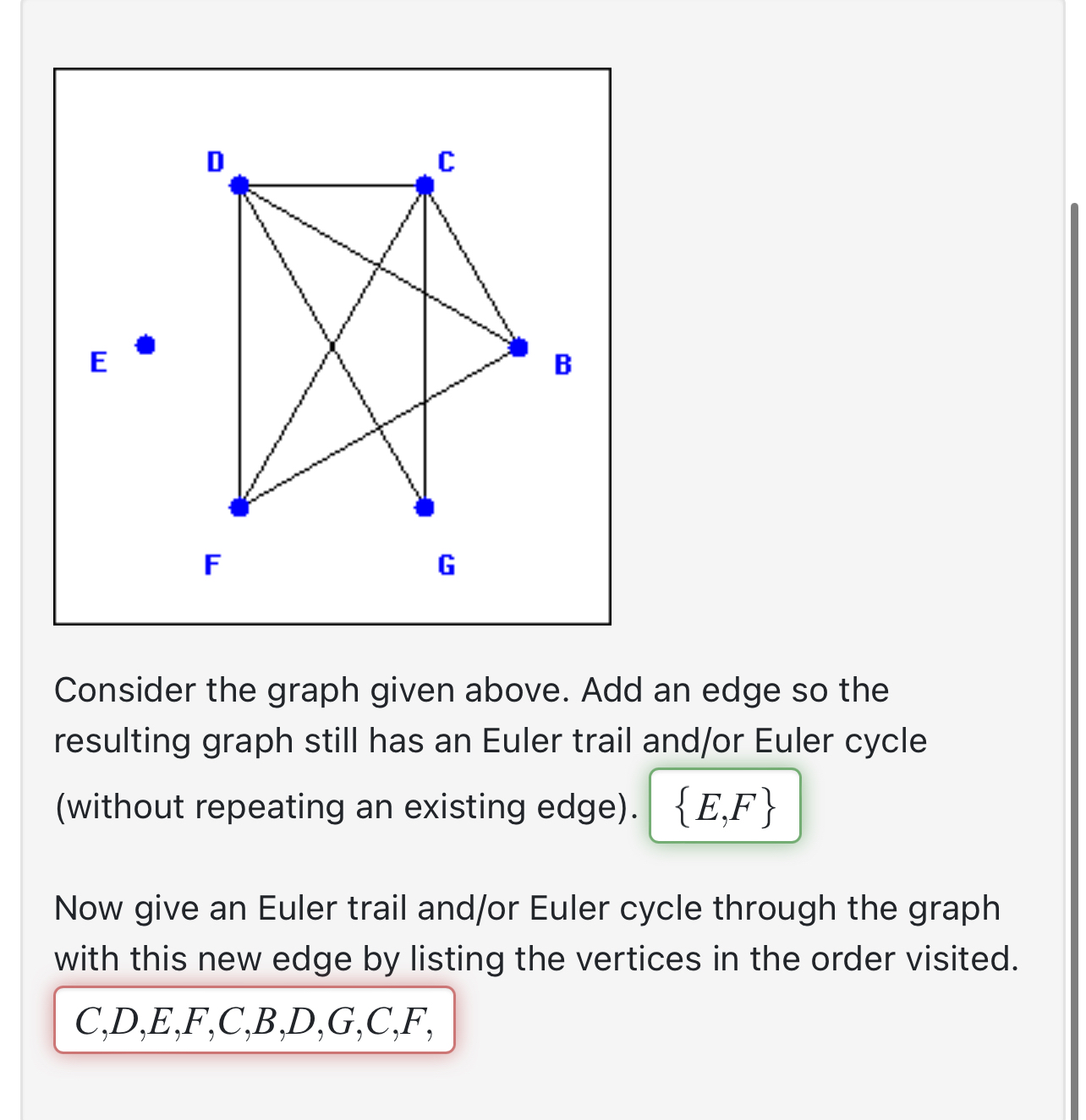 Solved Consider the graph given above. Add an edge so the | Chegg.com