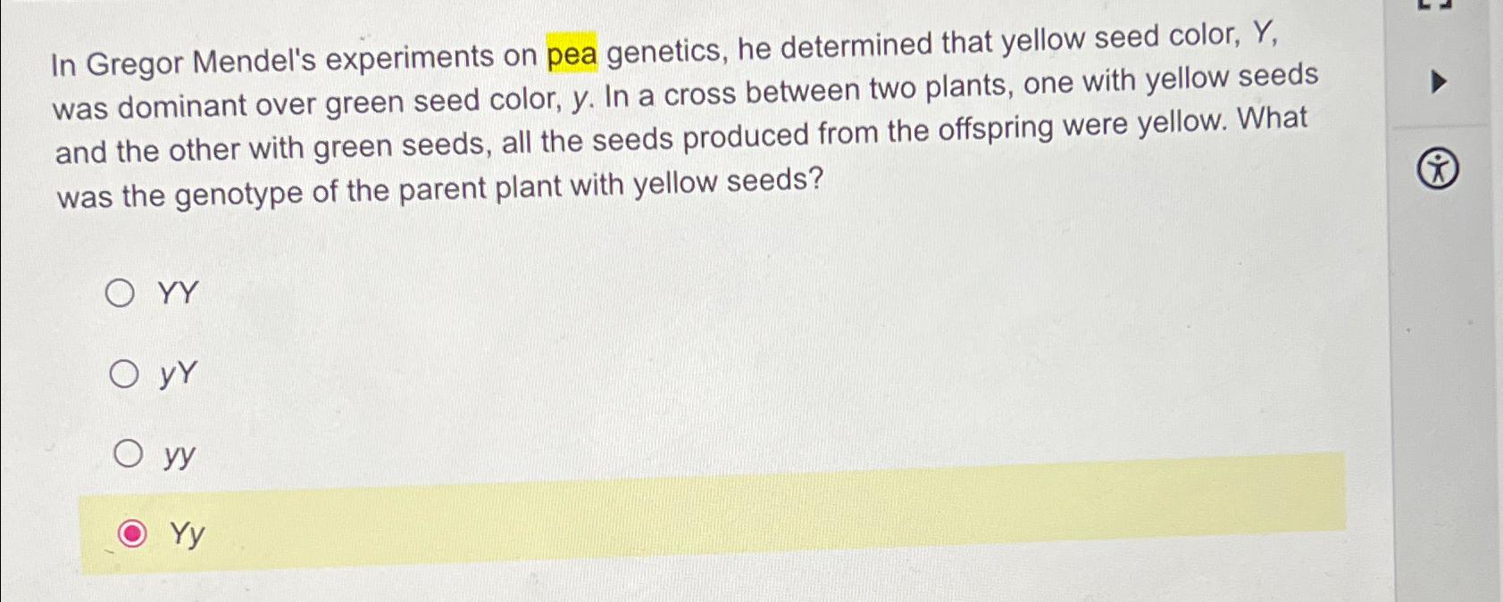Solved In Gregor Mendel's experiments on pea genetics, he | Chegg.com