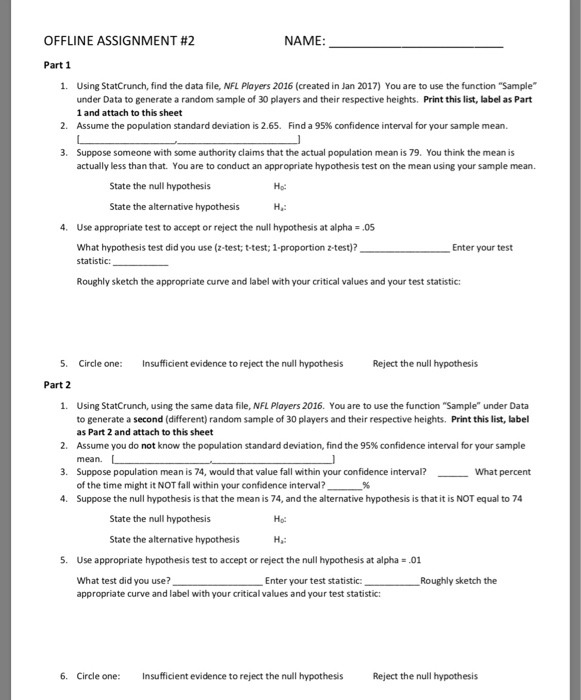 Solved OFFLINE ASSIGNMENT #2 NAME: Part 1 1. Using | Chegg.com