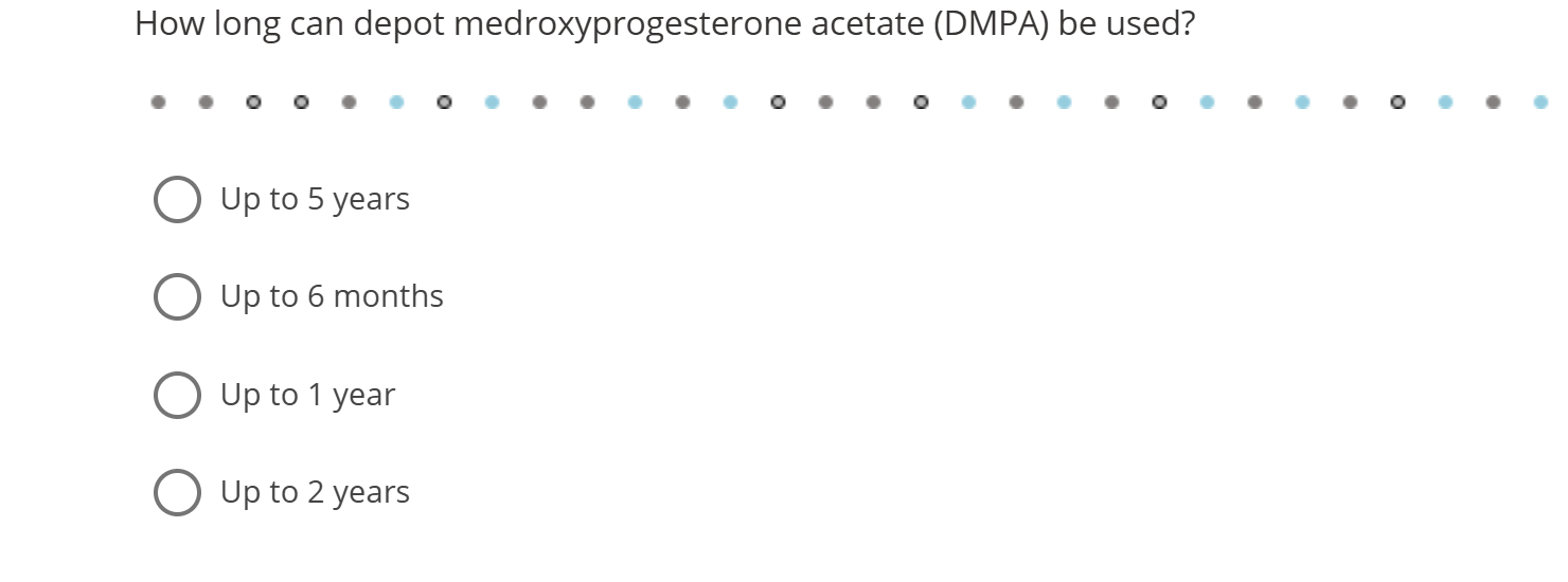 Solved How long can depot medroxyprogesterone acetate (DMPA) | Chegg.com