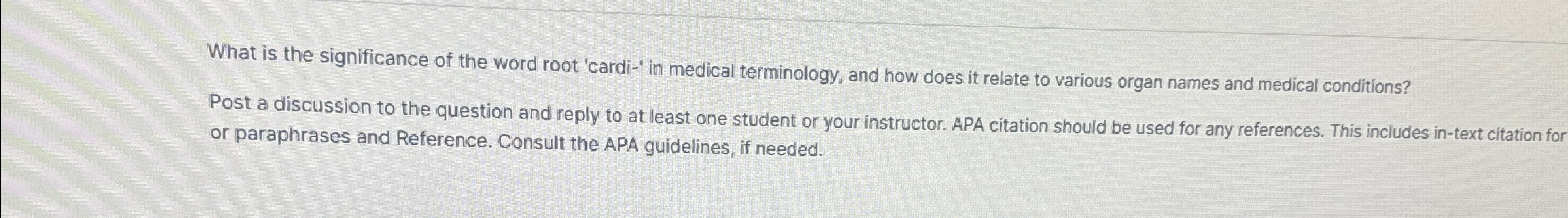 Solved What is the significance of the word root 'cardi-' | Chegg.com