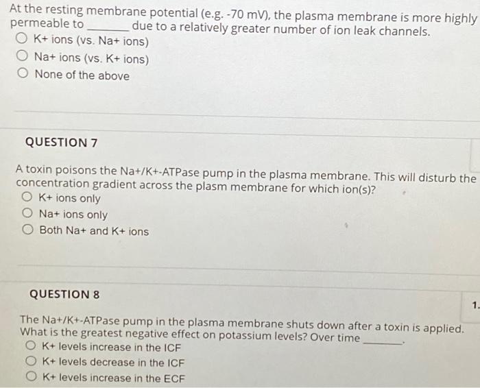 Solved At the resting membrane potential (e.g. −70mV ), the | Chegg.com