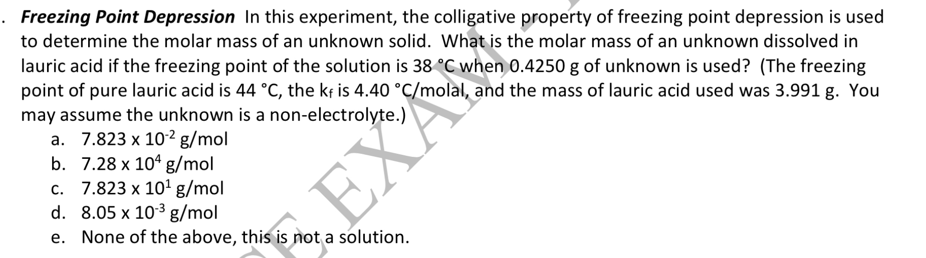 Solved Freezing Point Depression In this experiment, the | Chegg.com