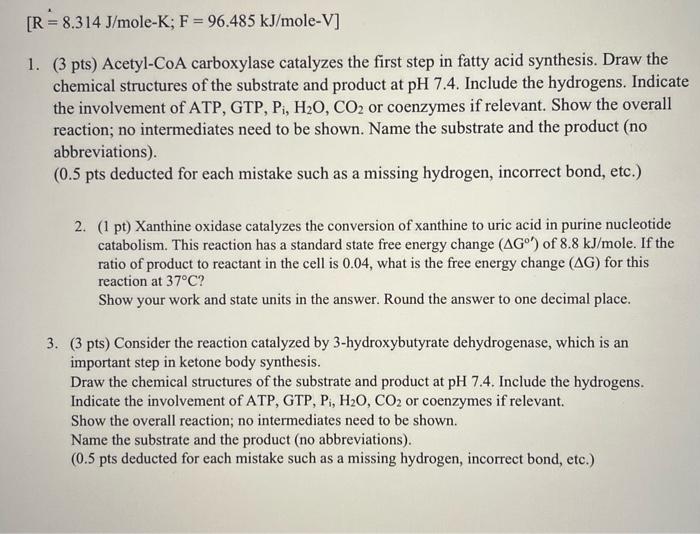 Solved [R=8.314 J/mole−K;F=96.485 kJ/mole−V] 1. (3 pts) | Chegg.com