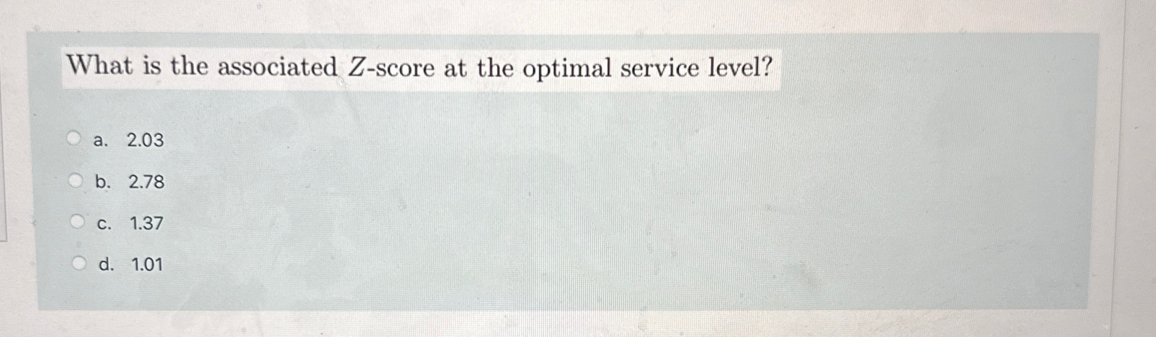 Solved What is the associated Z-score at the optimal service | Chegg.com