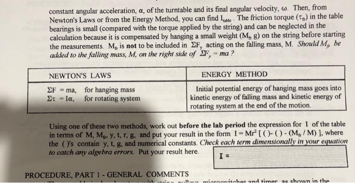 Calculation of I of Turntable The diagram shows a top | Chegg.com
