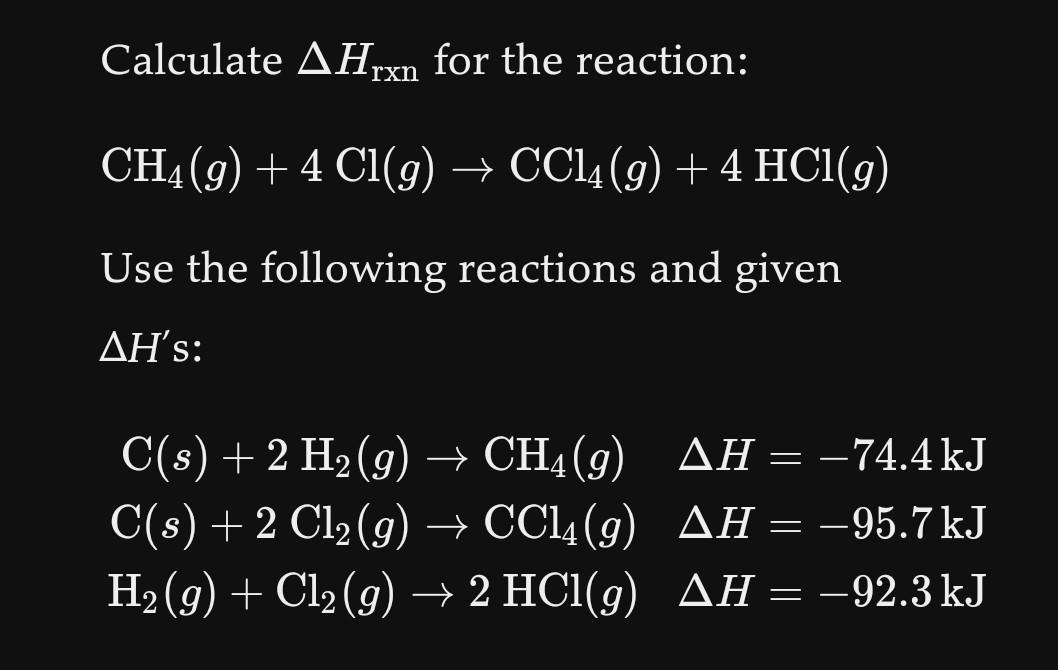 Solved Calculate ΔHrxn for the reaction: | Chegg.com