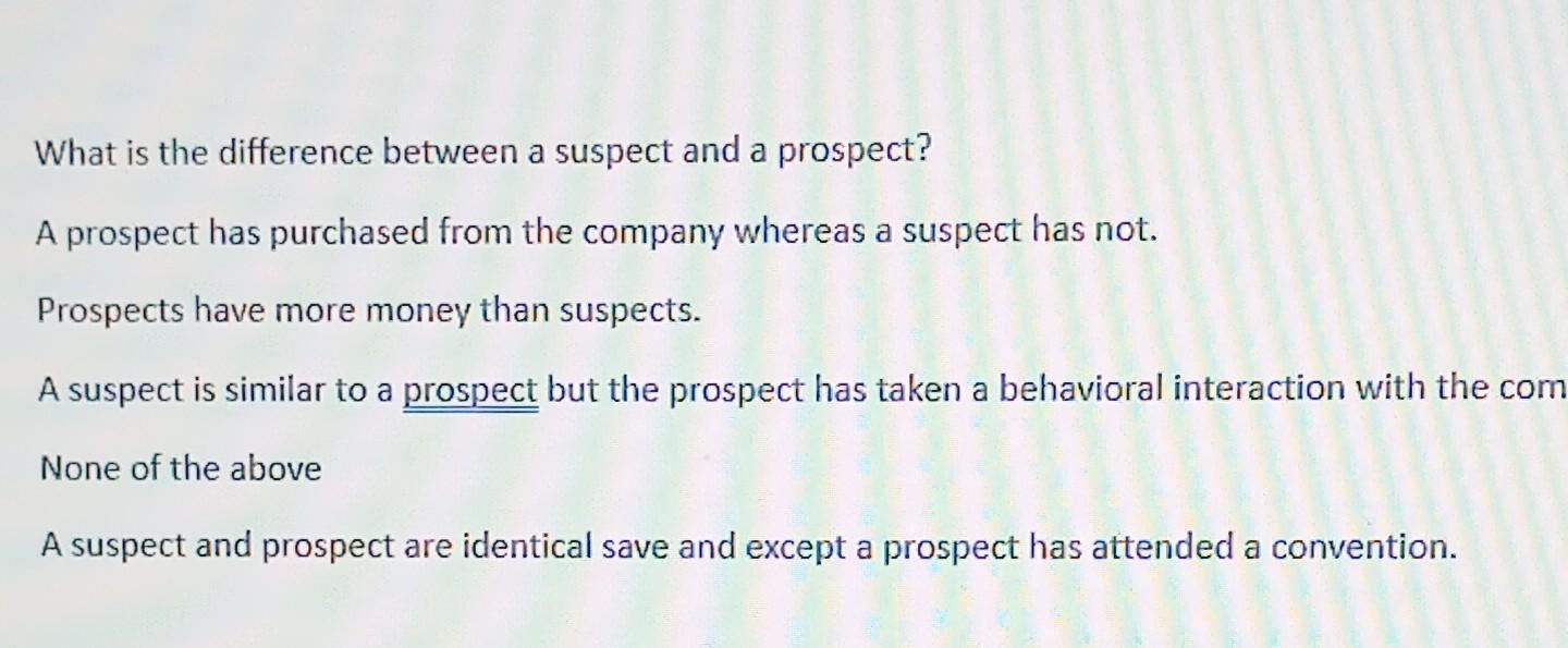 What is the difference between a suspect and a | Chegg.com