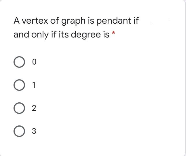 Solved A vertex of graph is pendant if and only if its | Chegg.com