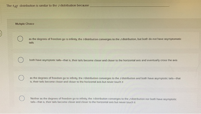 Solved The tdf distribution is similar to the distribution | Chegg.com