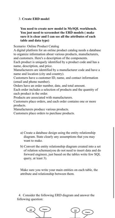 Solved 3. Create ERD model You need to create new model in | Chegg.com