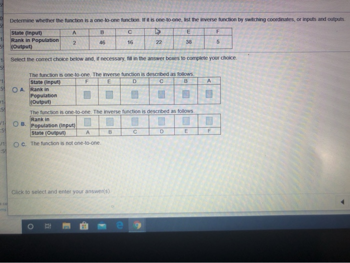 Solved Determine whether the function is a one-to-one | Chegg.com