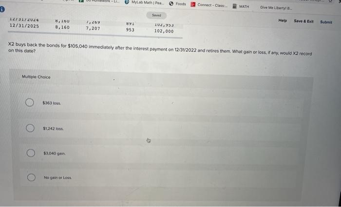 Solved Saved Help Save & Exit Sub X2 issued callable bonds | Chegg.com