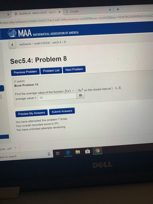 Solved WeBWork : Math1242DT : Sec5.4 G Google x | Chegg.com